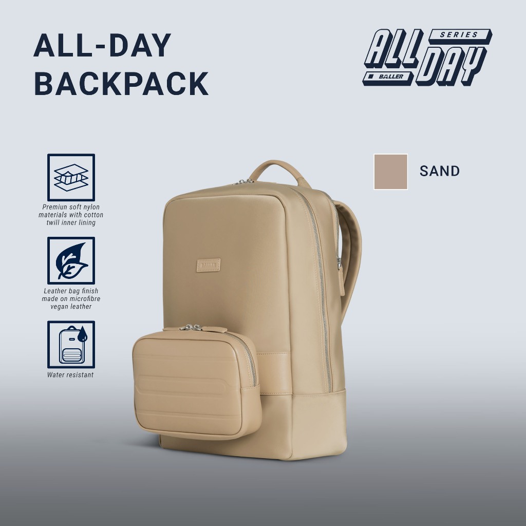 Jual BALLER All Day Backpack Premium Soft Nylon Sand - Tas Travel Bag ...