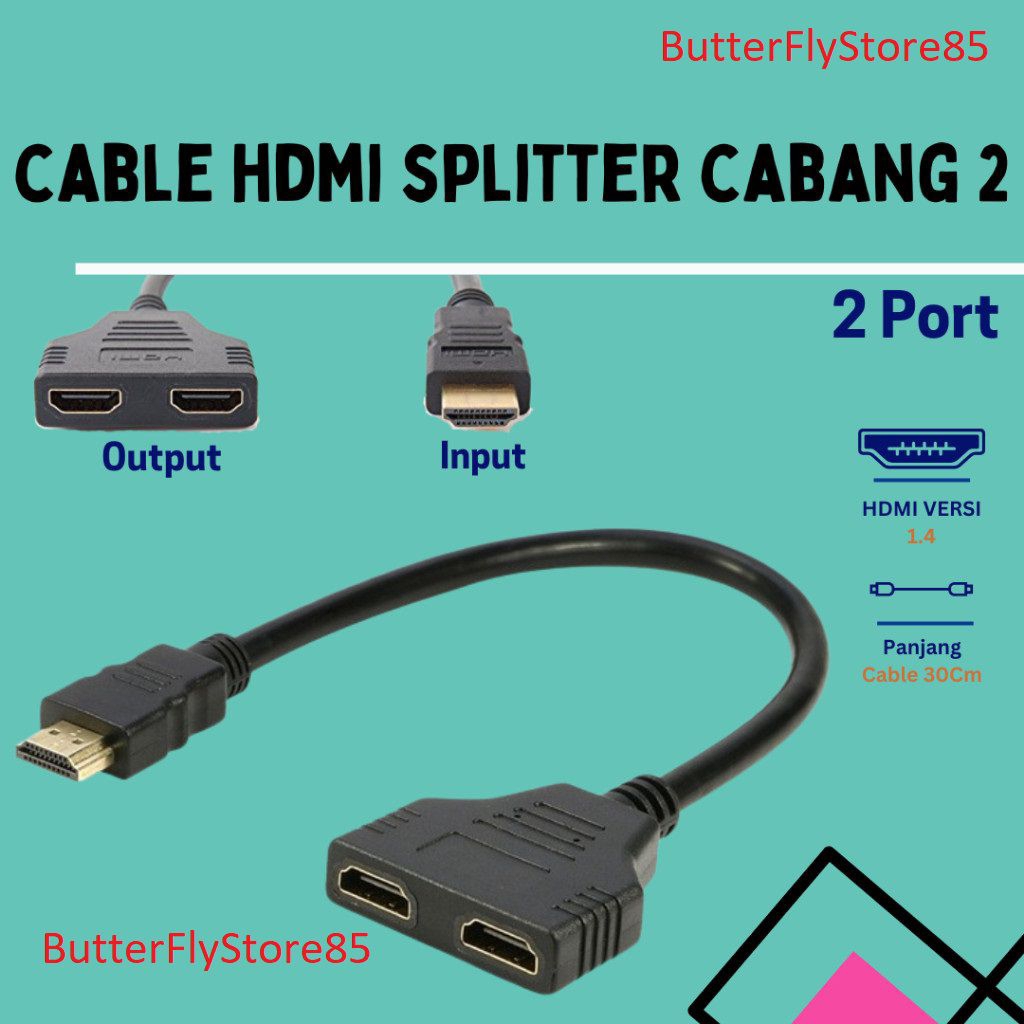 Jual HDMI SPLITER 2 PORT KABEL 3D HD 1080P SPLITTER CABANG/ HDMI CABANG ...