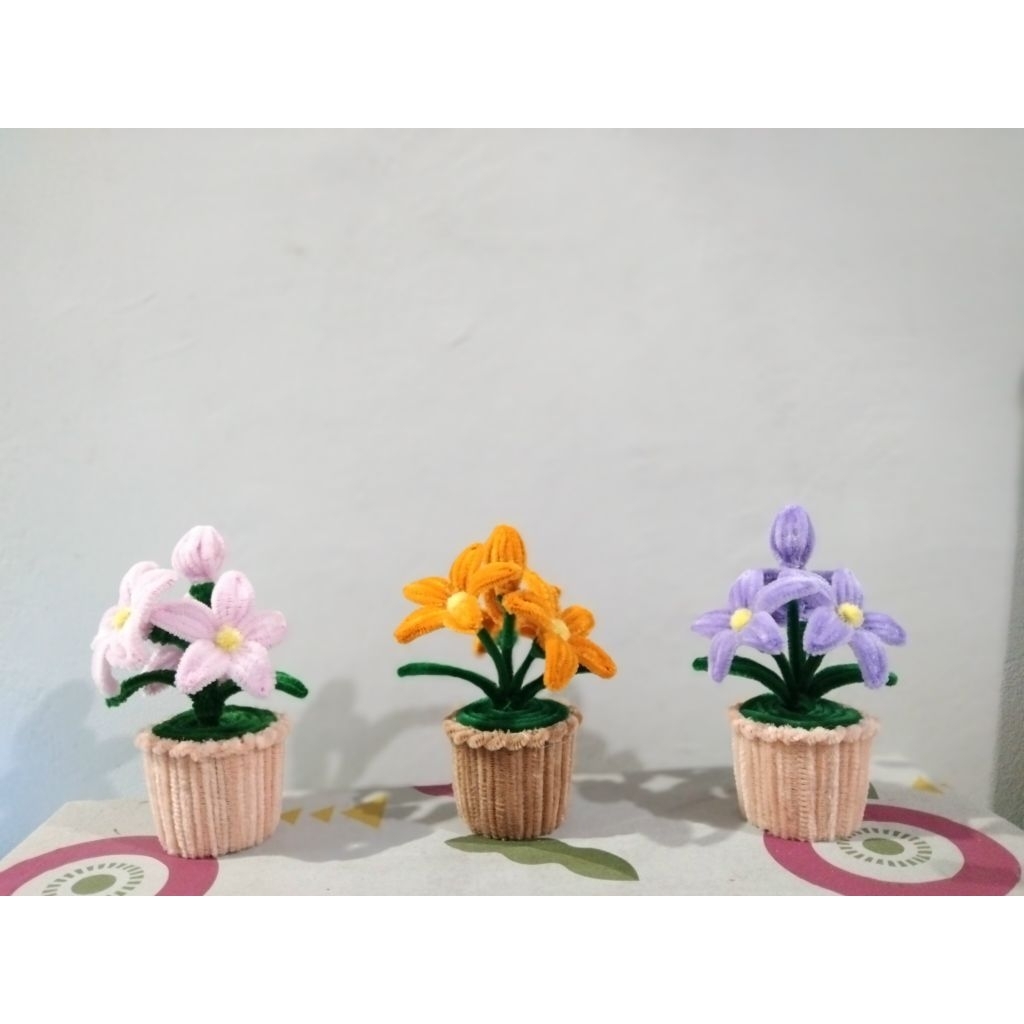 Jual Bunga Kawat bulu free box mika bunga pot mini bunga lili | Shopee ...