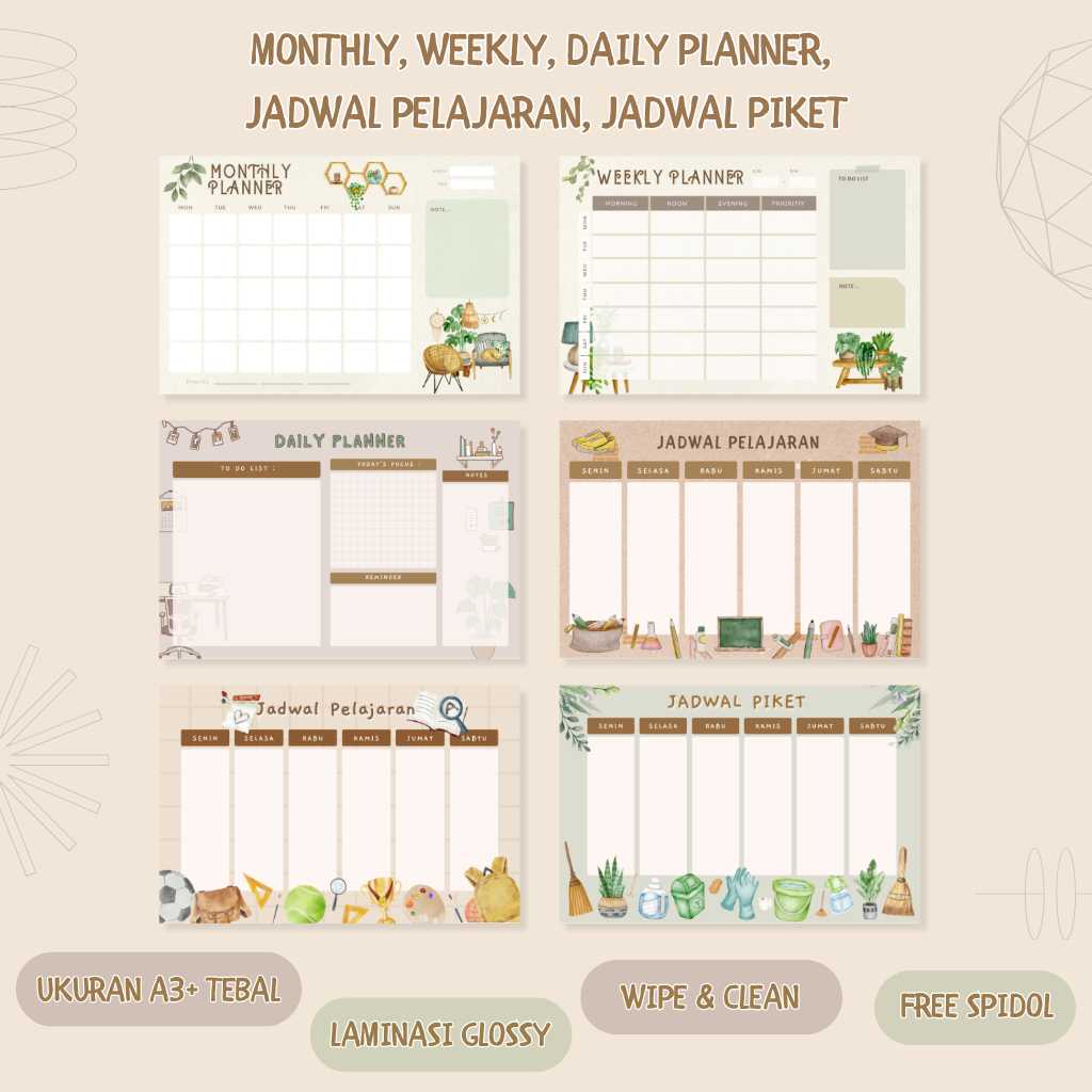Jual Planner Estetik | Monthly Planner | Weekly Planner | Jadwal ...