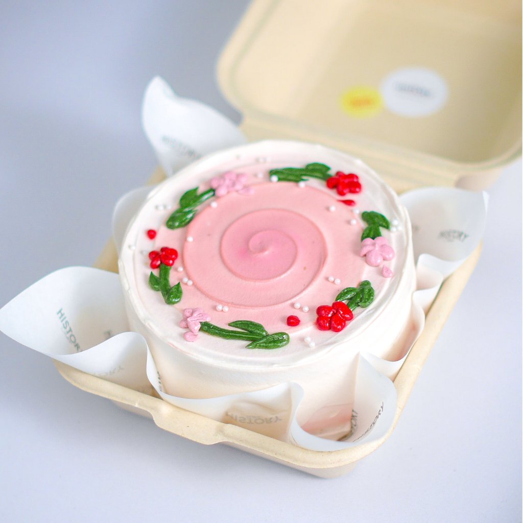 Jual Kue Ulang Tahun Korea / Lunch Box Cake Rasa Vanilla Cheese - Pink ...