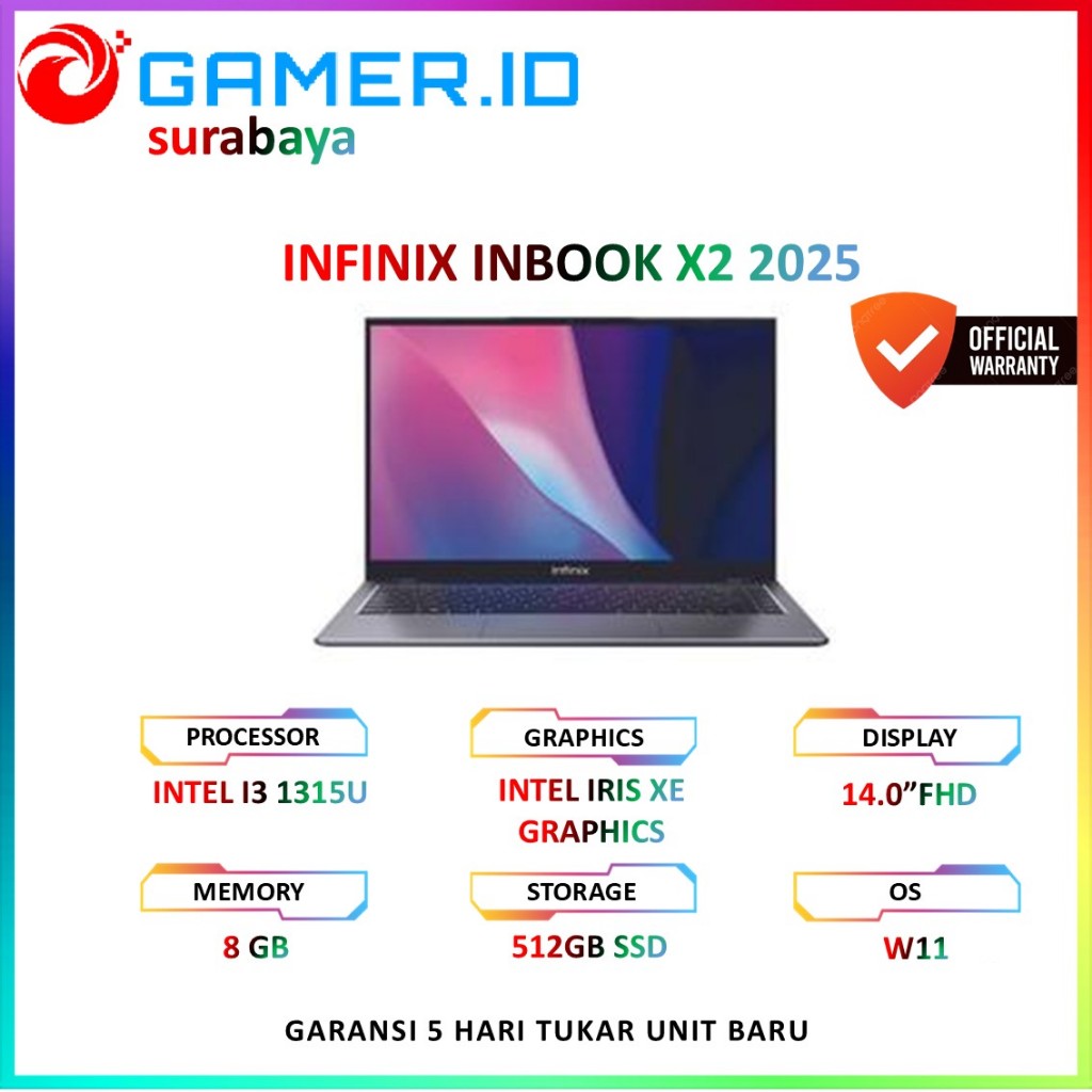 Jual INFINIX INBOOK X2 2025 I3 1315U - 8GB 512GB W11 14.0FHD 100SRGB ...