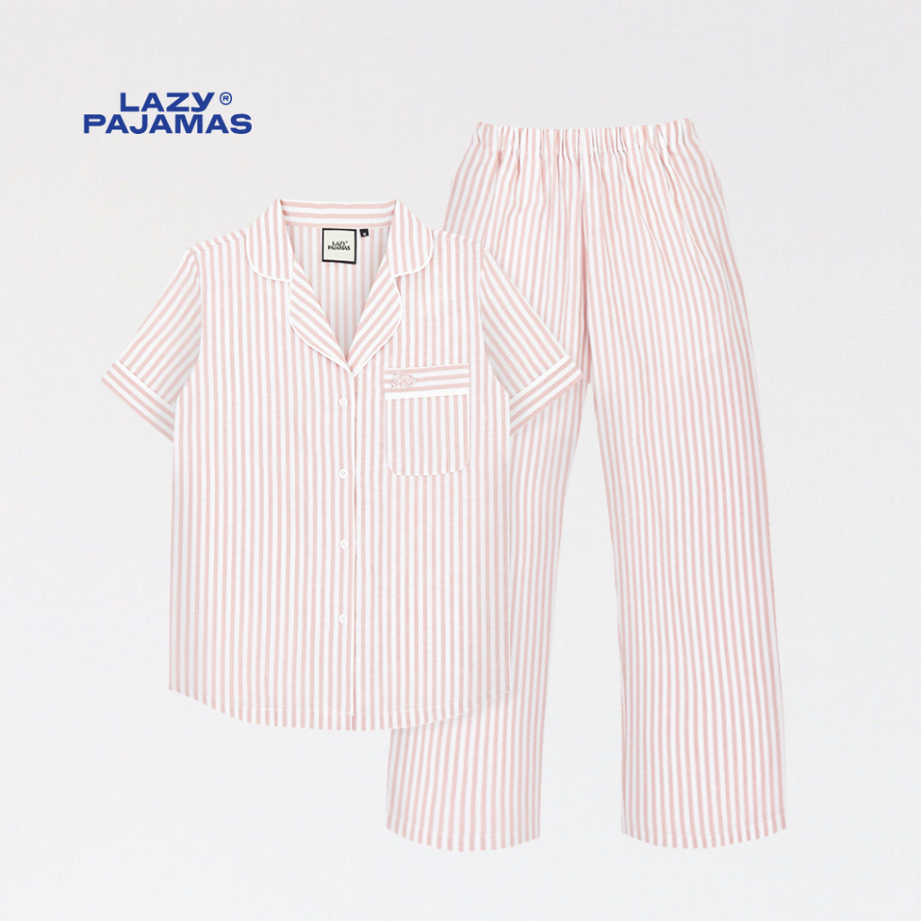 Jual Lazy Pajamas® Morgen Pajamas Set - Pink Stripes | Piyama | Baju ...