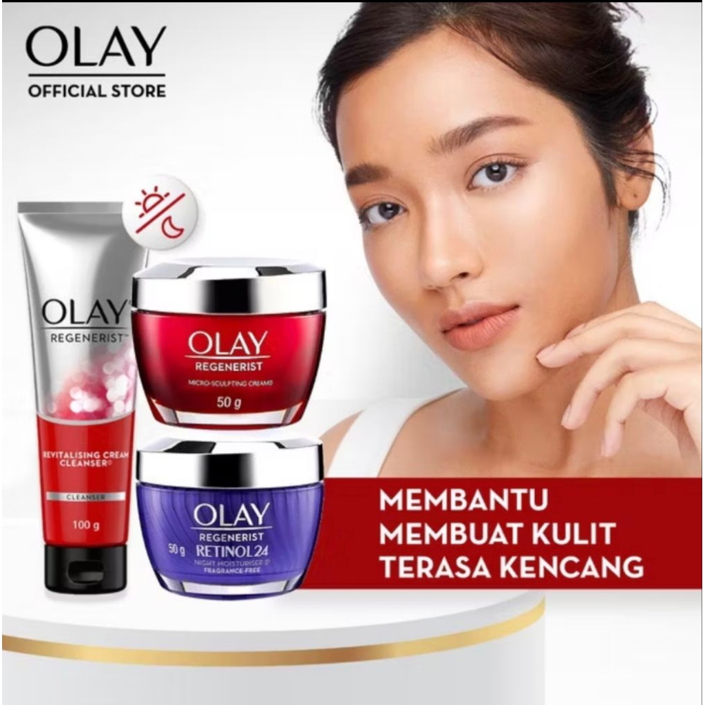 Jual OLAY REGENERISH SET CLEANSER 100ML + DAY CREAM 50GR + RETINOL 24 ...