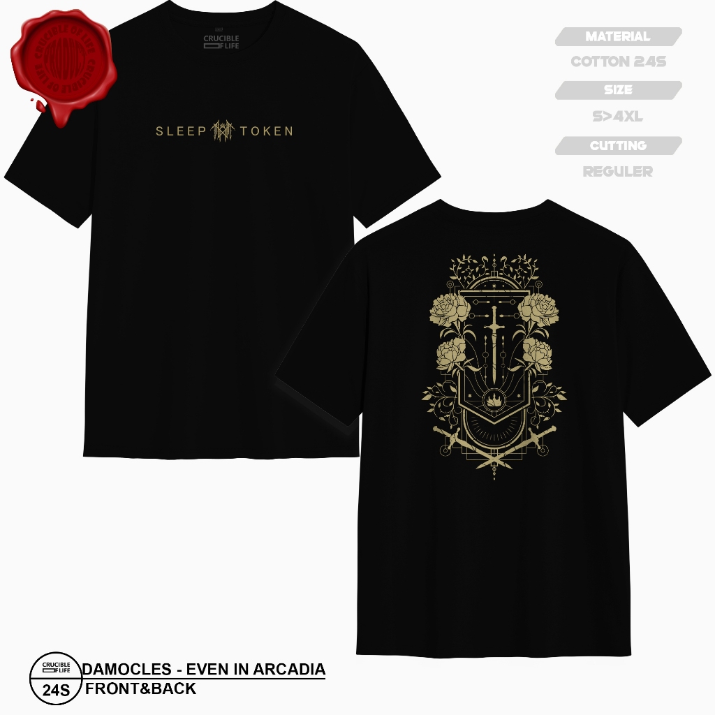 Jual Kaos Hitam Sleep Token - Damocles Crest Even In Arcadia Front&Back ...