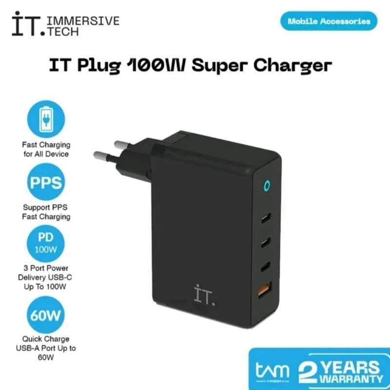 Jual IT Plug 100W Super Charger Original 100 W Fast Charging Adaptor ...