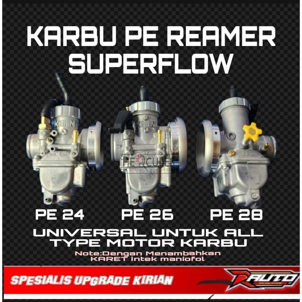 Jual karburator Karbu PE Reamer SUPER FLOW keihin pe28 pe24 pe26 original mio beat JUPITER SUPRA ...