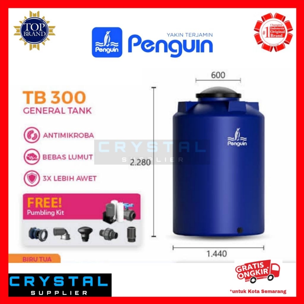 Jual Tangki Air PENGUIN TB 300 Biru / Orange TB300 3100 Liter TB300 ...
