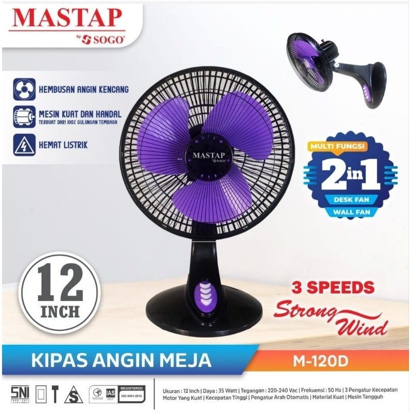 Jual KIPAS MASTAP 12 inch - Duo Fan - Kipas Angin 2IN1 - Meja & Dinding - Wall Desk | Shopee ...