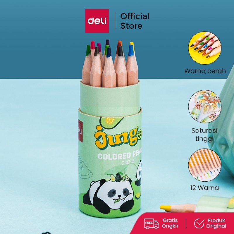 Jual Deli Pensil Warna / Colored Pencil 12 PCS EC137 | Shopee Indonesia