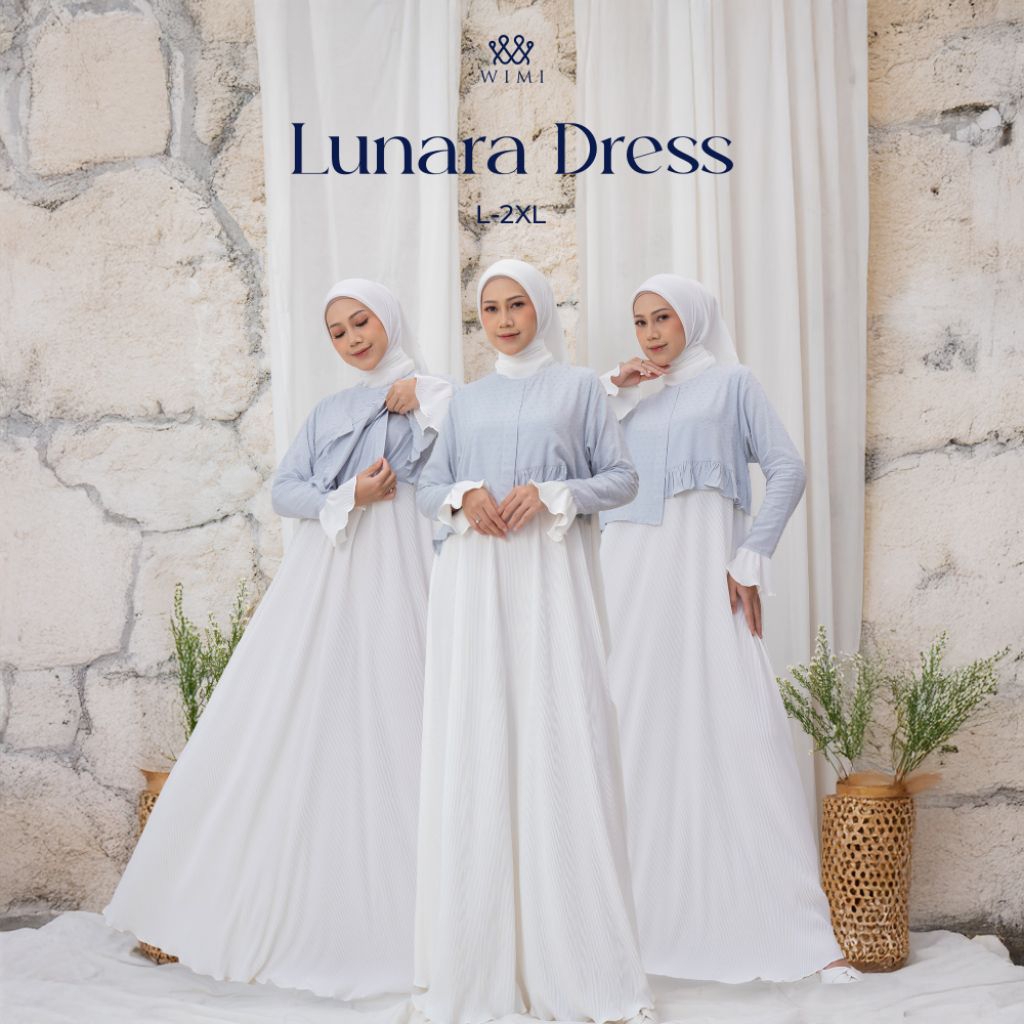 Jual Lunara Series | Dress Plisket Flowy Wanita Muslim Viscose Jacquard - Baby Blue | Shopee ...