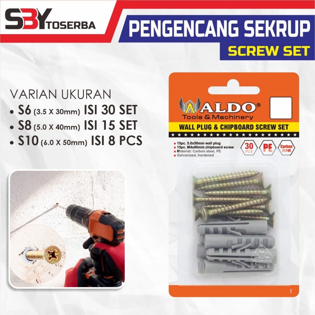 Jual Pengencang Sekrup S6 S8 S10 / Alat Tanam Sekrup Dinding / Penguat Lubang Dinding ALDO S6 ...