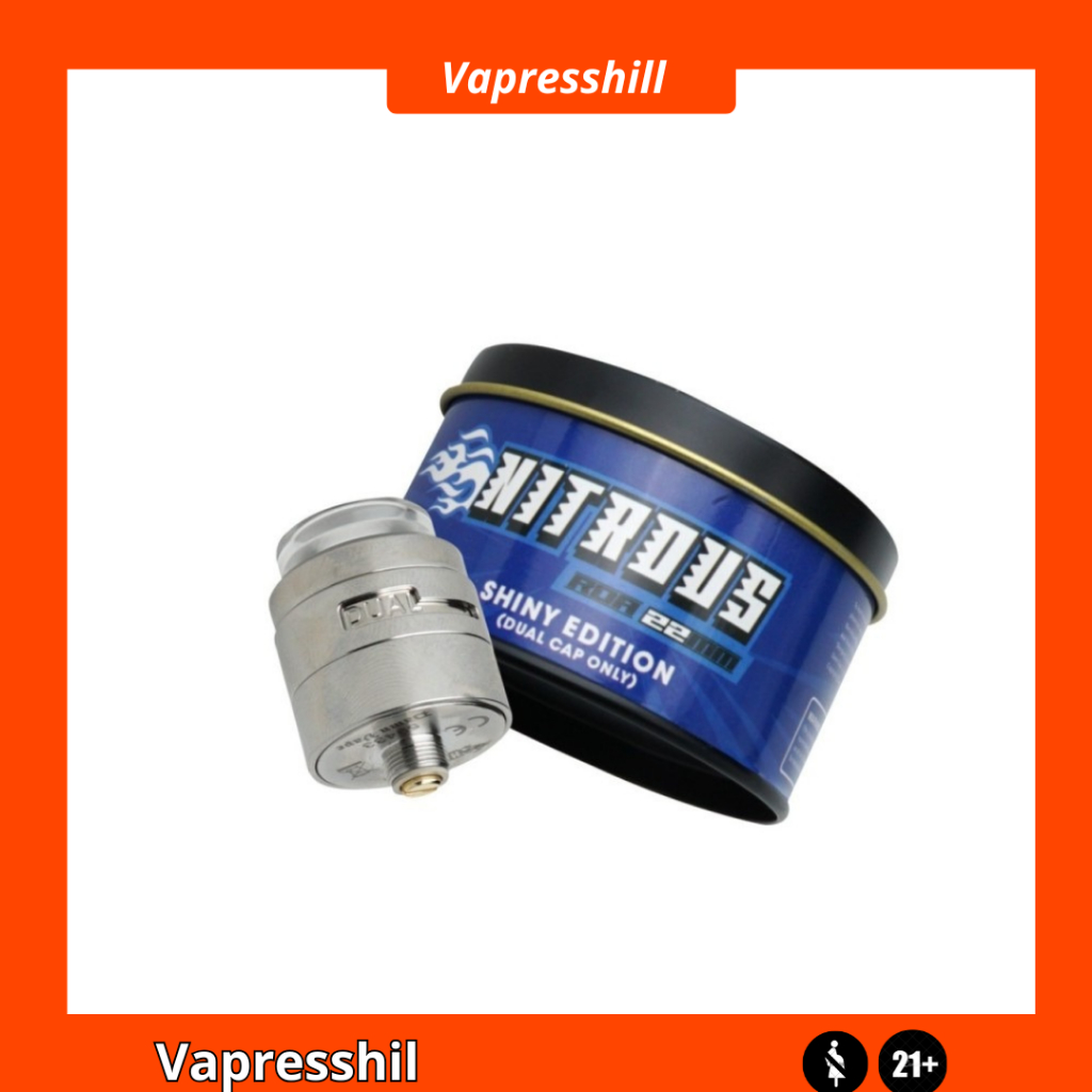 Jual NITROUS RDA Dual Cap SS Shiny Edition Silver 22mml 100% AUTHENTIC ...