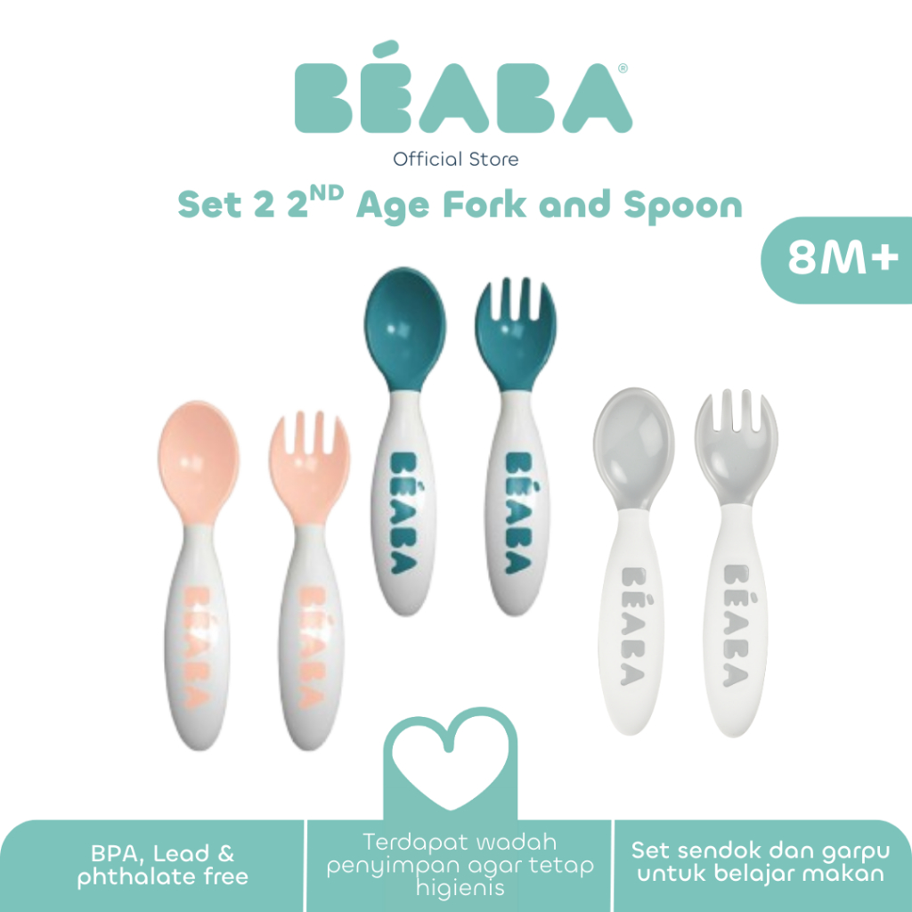 Jual [Best Seller] Beaba Baby Set 2 2nd Age Fork Spoon - Paket Sendok ...