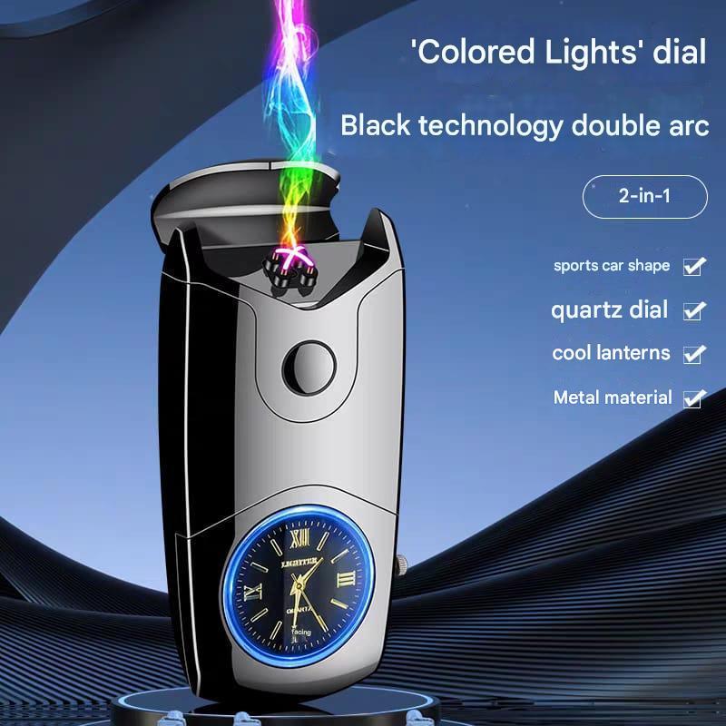 Jual KOREK API JAM DOUBLE ARC DUAL PLASMA LIGTER USB CHARG MEWAH GIFT ...
