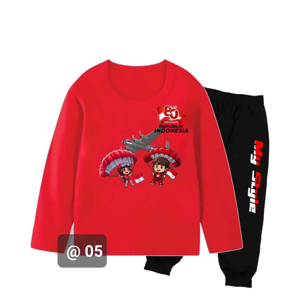 Jual Stelan Baju Kaos MERAH Santai Motif AGUSTUSAN MERDEKA Oblong ...