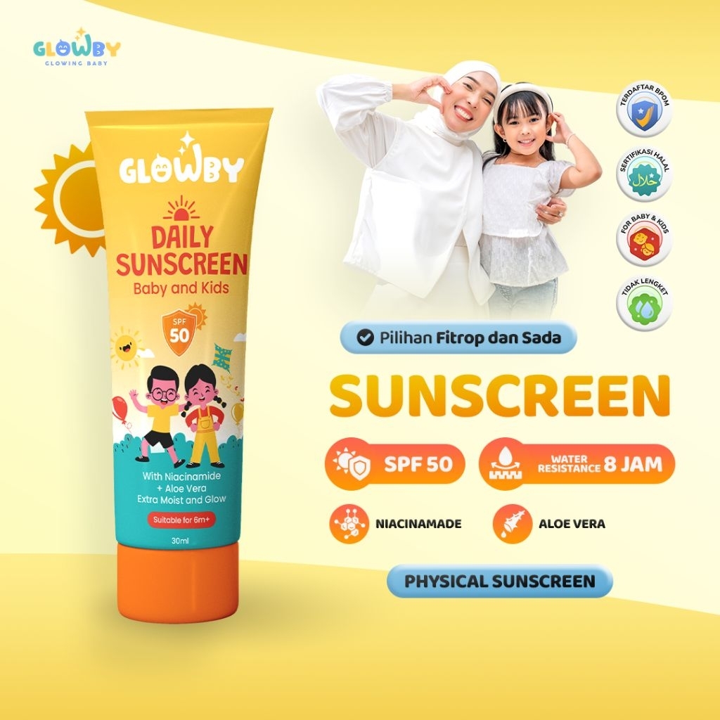 Jual (Glowby) Daily Sunscreen Wajah dan Badan spf 50 untuk Bayi dan ...