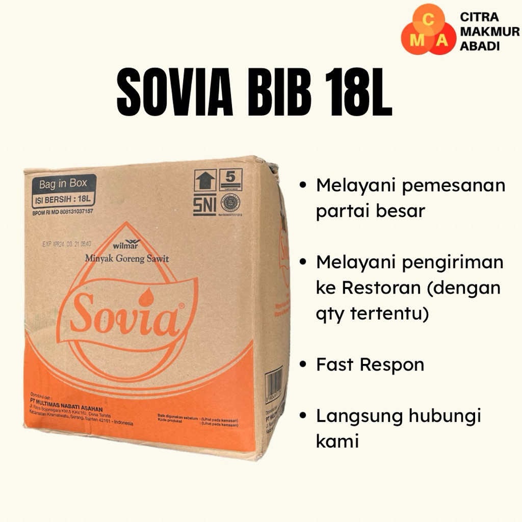 Jual Minyak Goreng Sovia Bib 18 Liter | Shopee Indonesia