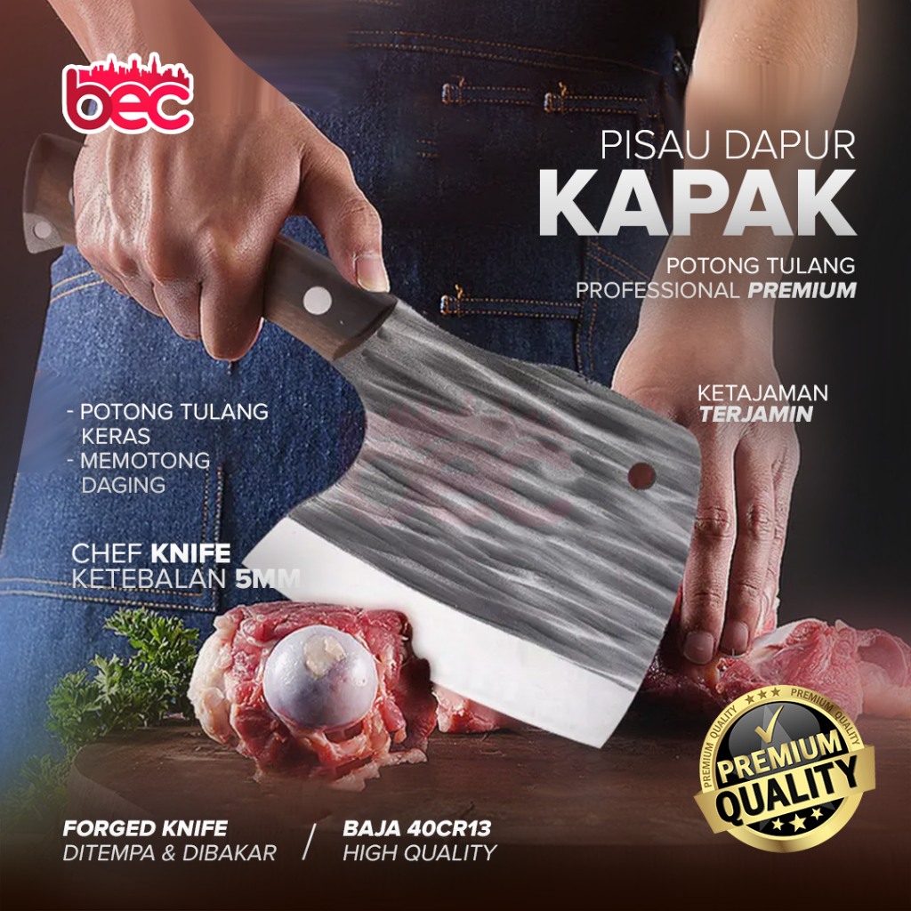 Jual [BEC] Pisau Dapur Kapak Potong Tulang Professional Golok Daging ...