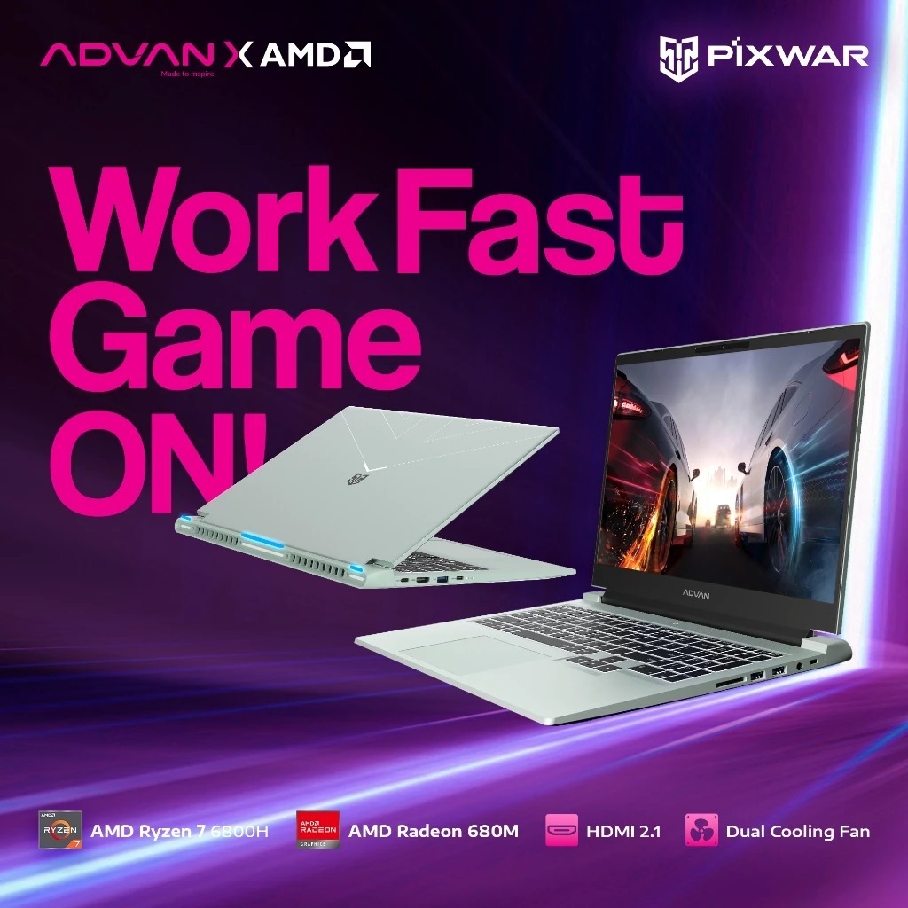 Jual ADVAN Gaming Pixwar AMD Ryzen 7-6800H RAM 16GB SSD 512GB 15,6” FHD ...