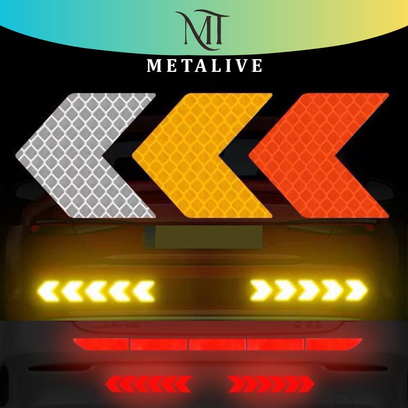 Jual METALIVE 5/10Pcs Stiker Reflektif Panah Peringatan Motor Mobil 3D ...