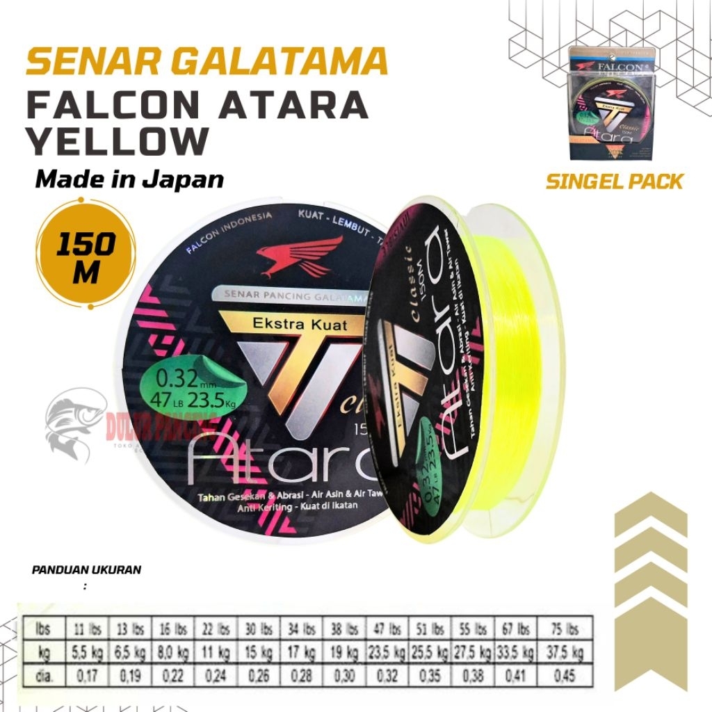 Jual senar galatama falcon atara 150M yellow | Shopee Indonesia
