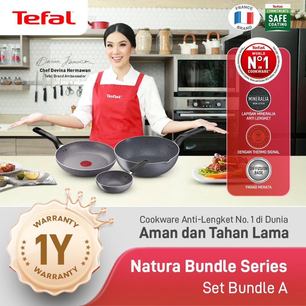 Jual [ BEST SELLER ] Tefal Natura Set Bundle Series - Wajan Anti Lengket / Cookware Set / Frypan ...