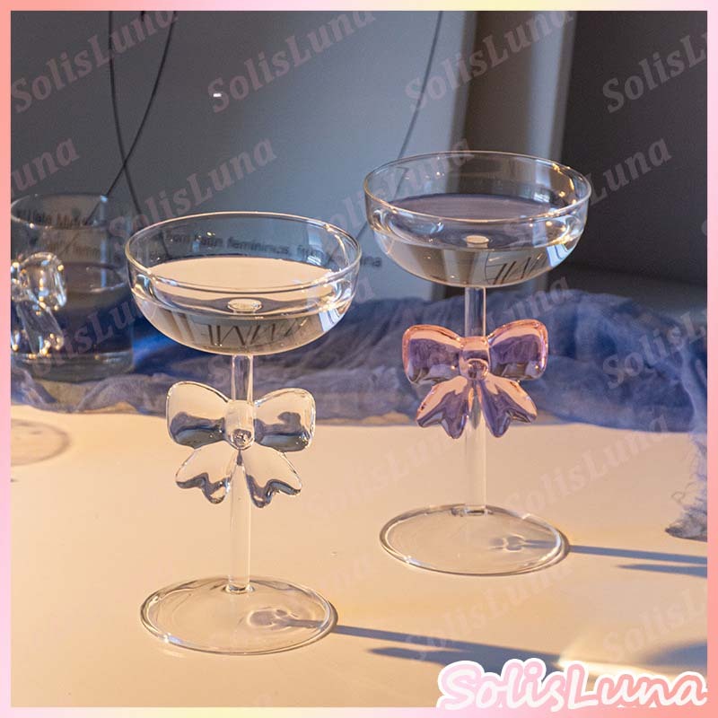 Jual Cute Ribbon Glass/Gelas Motif Pita/Korean Style Goblet Glass/Home ...