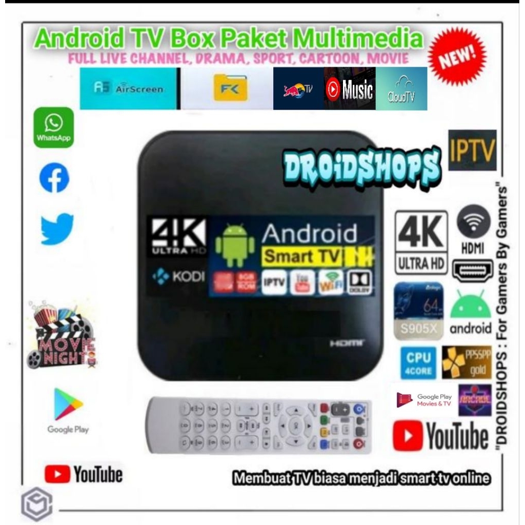 Jual Set Top Box Android TV Box Youtube TV Online STB APK | Shopee ...