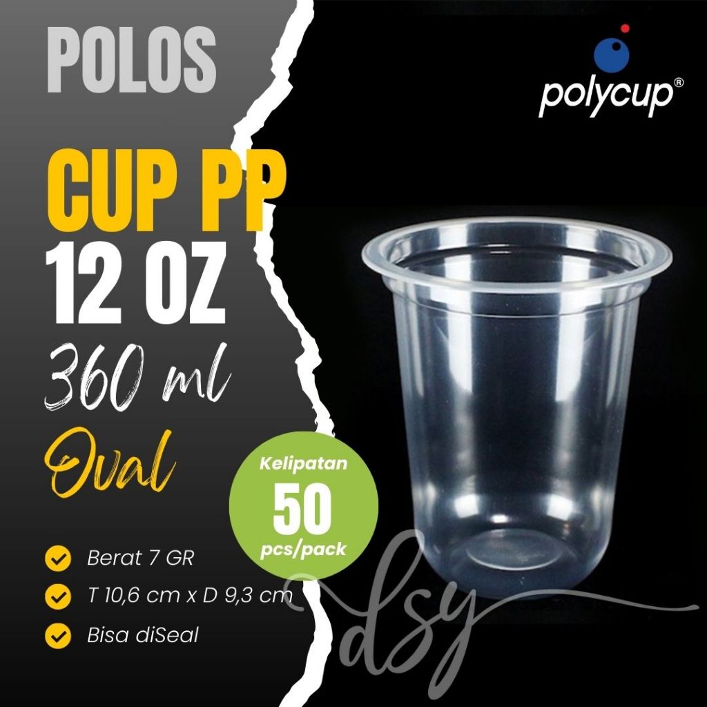 Jual Polos Cup Plastik OVAL/DATAR 12 OZ PP - 7 GR Merk Polycup | Shopee ...