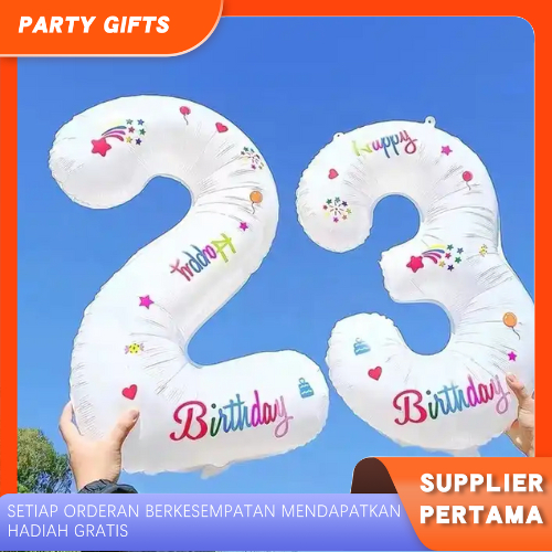 Jual Balon Foil Angka 0-9 Jumbo Balon Angka 32inch Warna Putih HBD ...