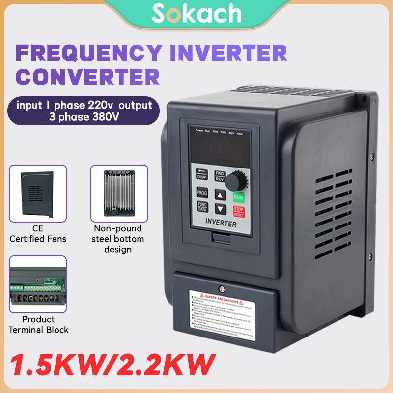 Jual ⭐Output 3Phase 380V ⭐Inverter Frekuensi Converter VFD AT4 1.5kw/2.2kw input 1phase AC 220V ...