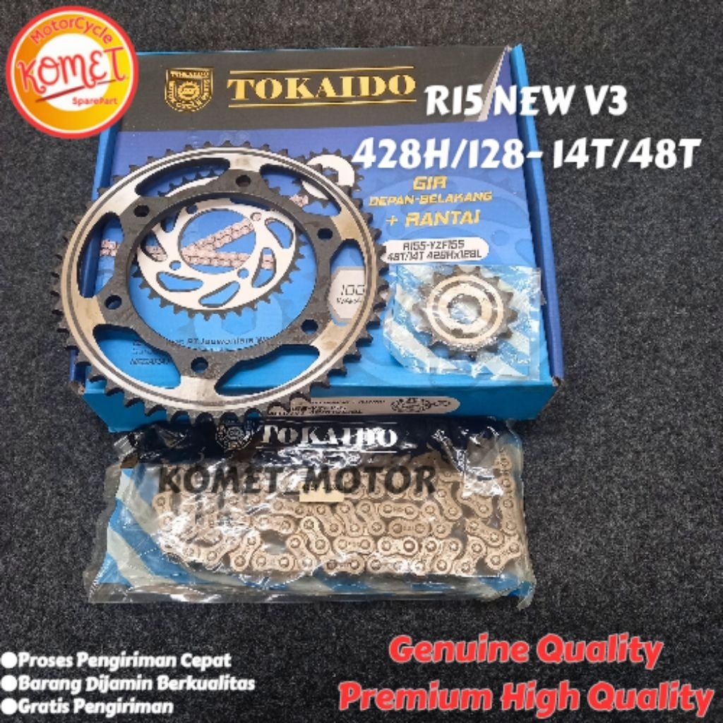Jual [KOMET] GEAR SET GIR PAKET R15 NEW V3 428H/128 - 14T/48T [TOKAIDO] | Shopee Indonesia