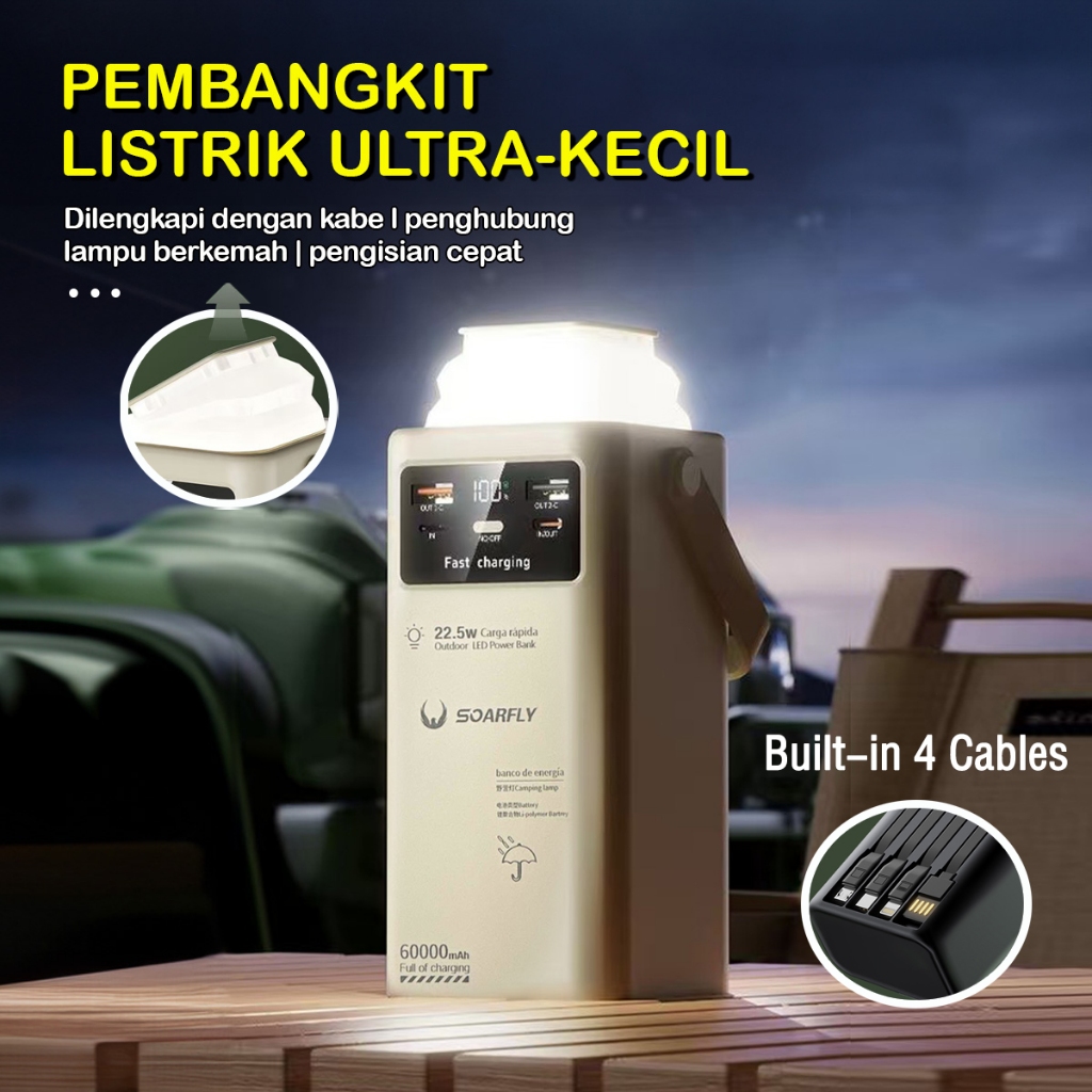 Jual 60000mAH Ultra Capacity Power Bank 22.5W Fast Charging Built-in 4 ...