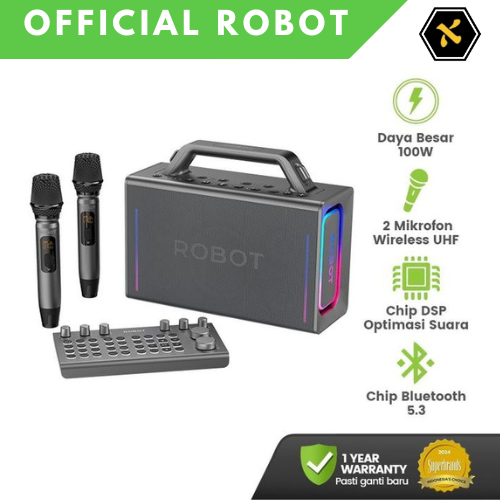 Jual Robot RB90 Speaker Karaoke Outdoor RGB IP X6 100W Bass 2 Wireless ...