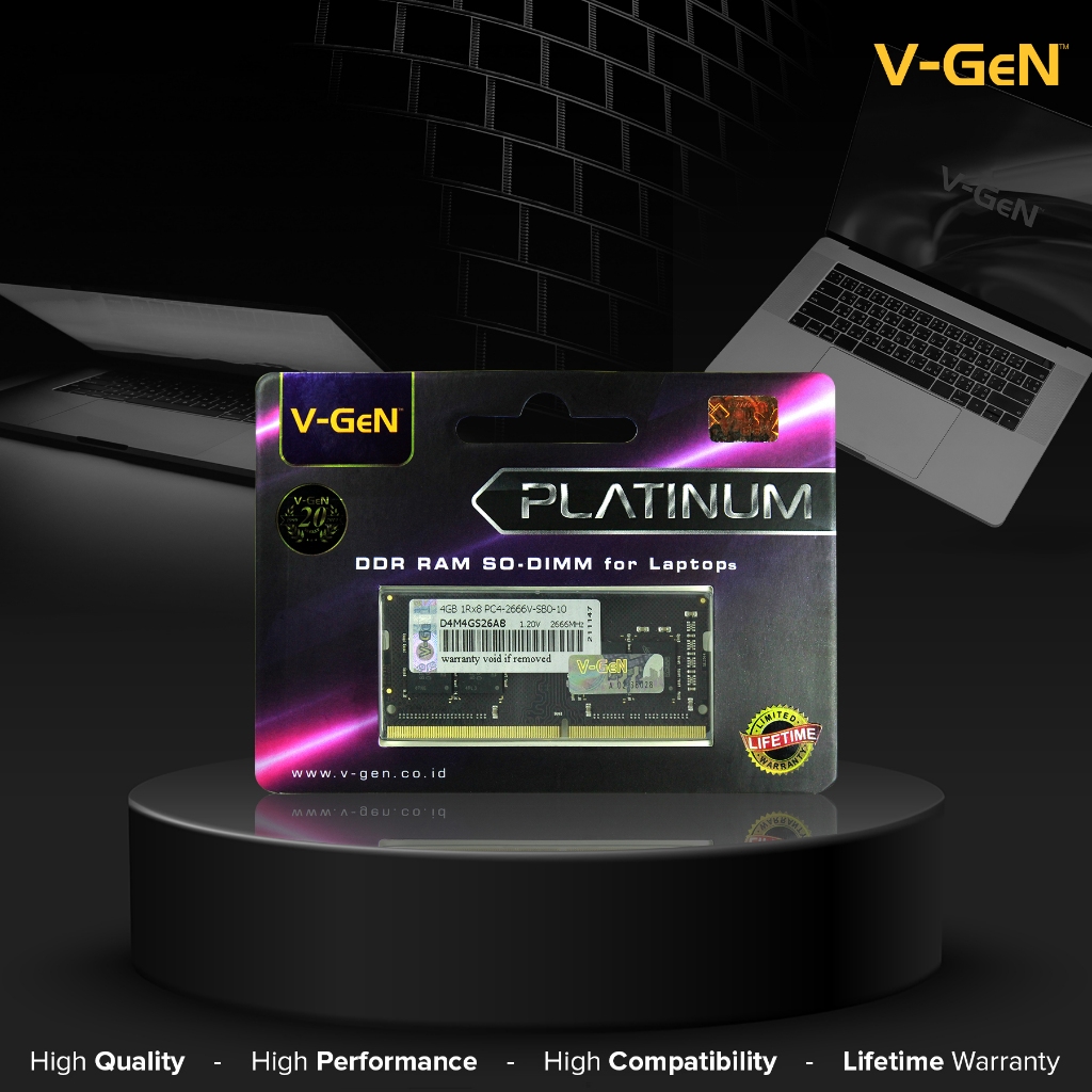 Jual SODIMM DDR4 4GB PC-21300 / 2666 Mhz RAM Laptop / Notebook V-GeN PLATINUM 4 GB 2666MHz ...