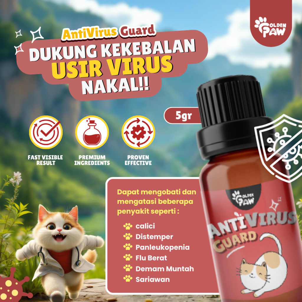 Jual Golden Paw - AntiVirus Guard 5gr Obat Virus Calici Distemper ...