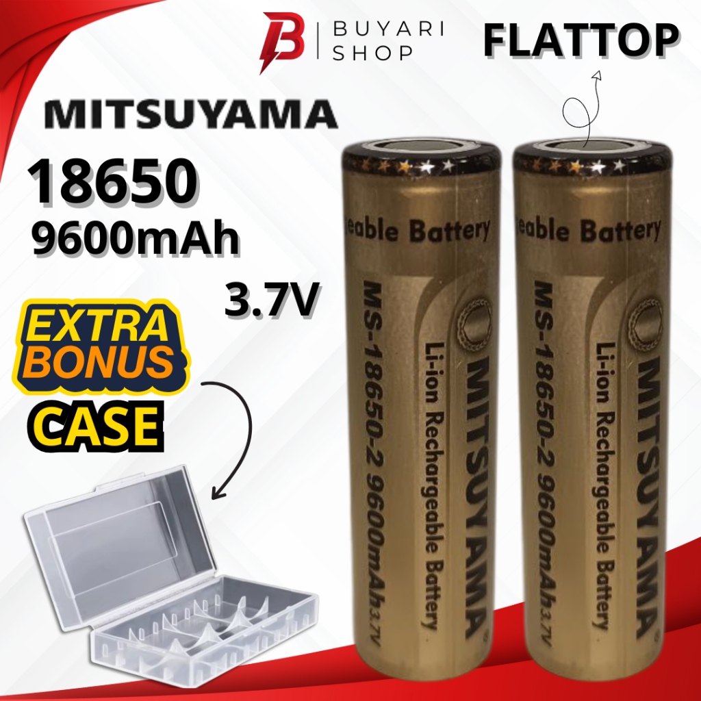 Jual BATERAI 18650 MITSUYAMA 3.7v 9600mAh FLAT TOP Original 18650 Battery Baterai Vapee Batre ...