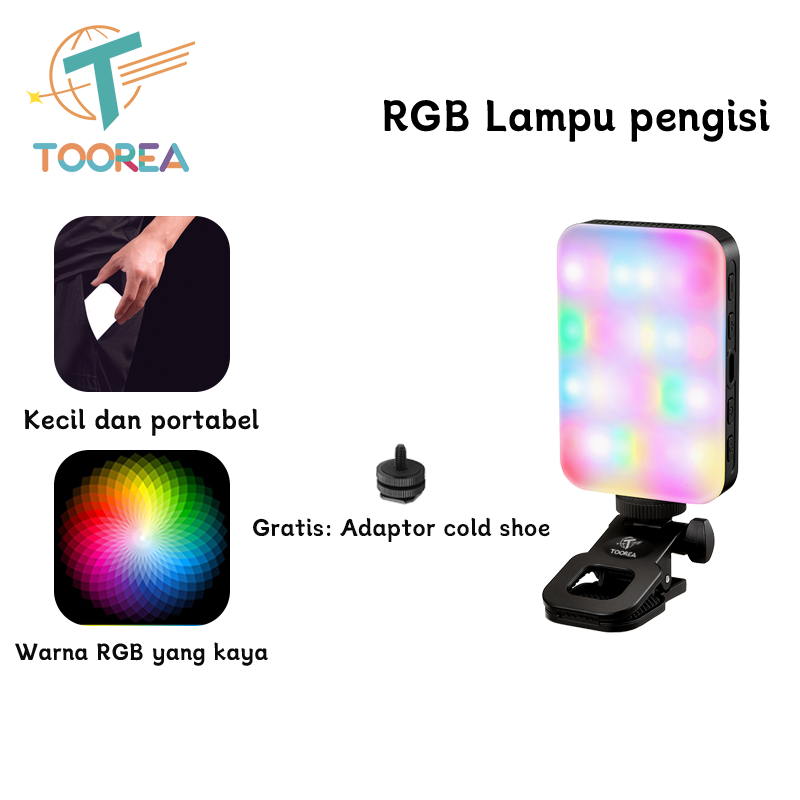 Jual TOOREA Portabel Clip Mini Magnetic Fill Light Lampu LED RGB LED ...