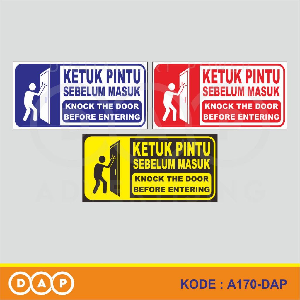 Jual A170 - Acrylic Sign, Stiker Akrilik Ketuk Pintu Sebelum Masuk ...