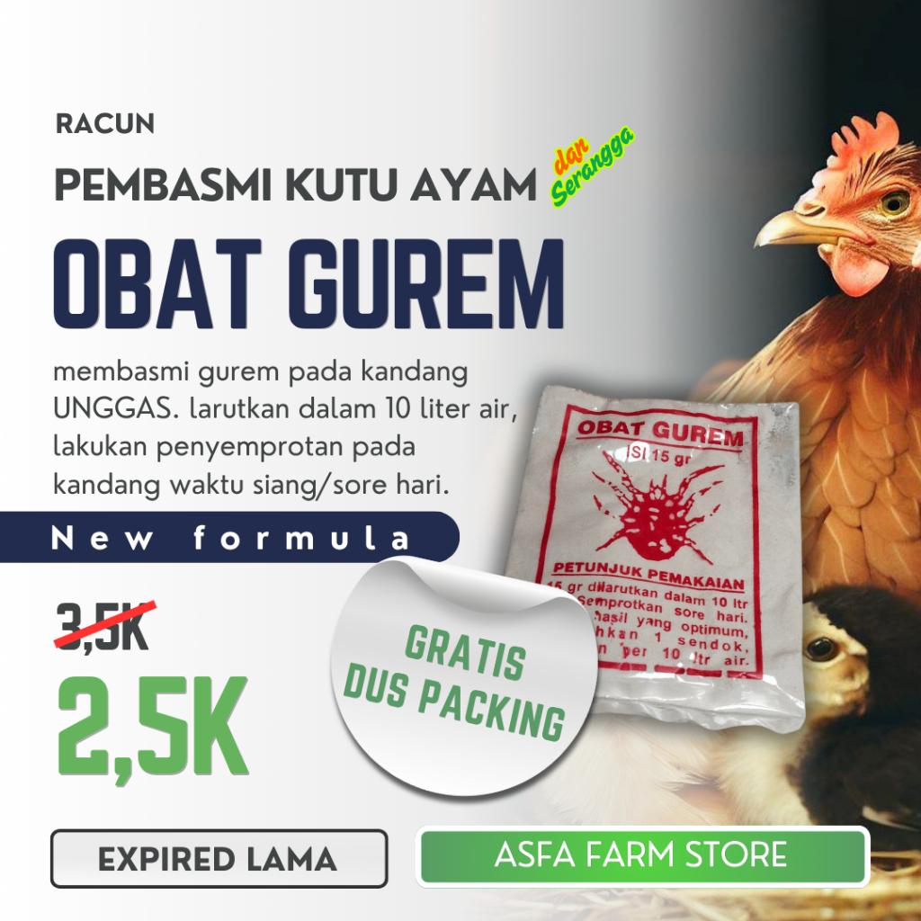 Jual Racun Obat Pembasmi Gurem Dan Serangga kutu Ayam Ampuh | Shopee ...
