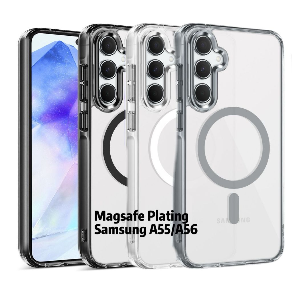 Jual Magsafe Samsung A56 A36 A26 A16 Plating Magsafe Hardcase Crystal PC Airbag Anti Yellow Case ...