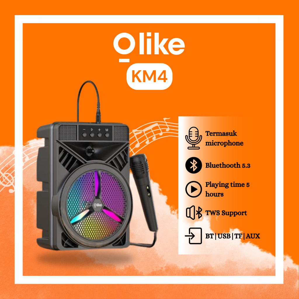 Jual OLIKE - KM4 SPEAKER MIC PARTY BOX Portable Wireless KM4 Micrphone ...