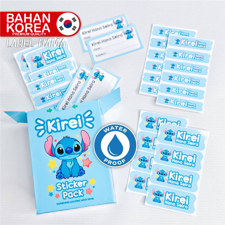 Jual Sticker Nama Custom Waterproof 1 Pack Tema Stitch | Shopee Indonesia