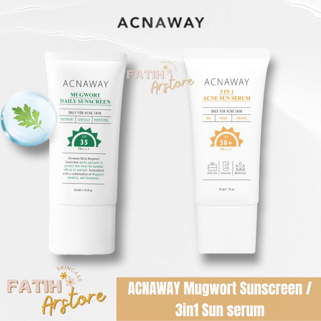 Jual ACNAWAY 3 in 1 Acne Sun Serum Sunscreen SPF50+ PA+++/ Mugwort Daily Sunscreen SPF35 PA ...