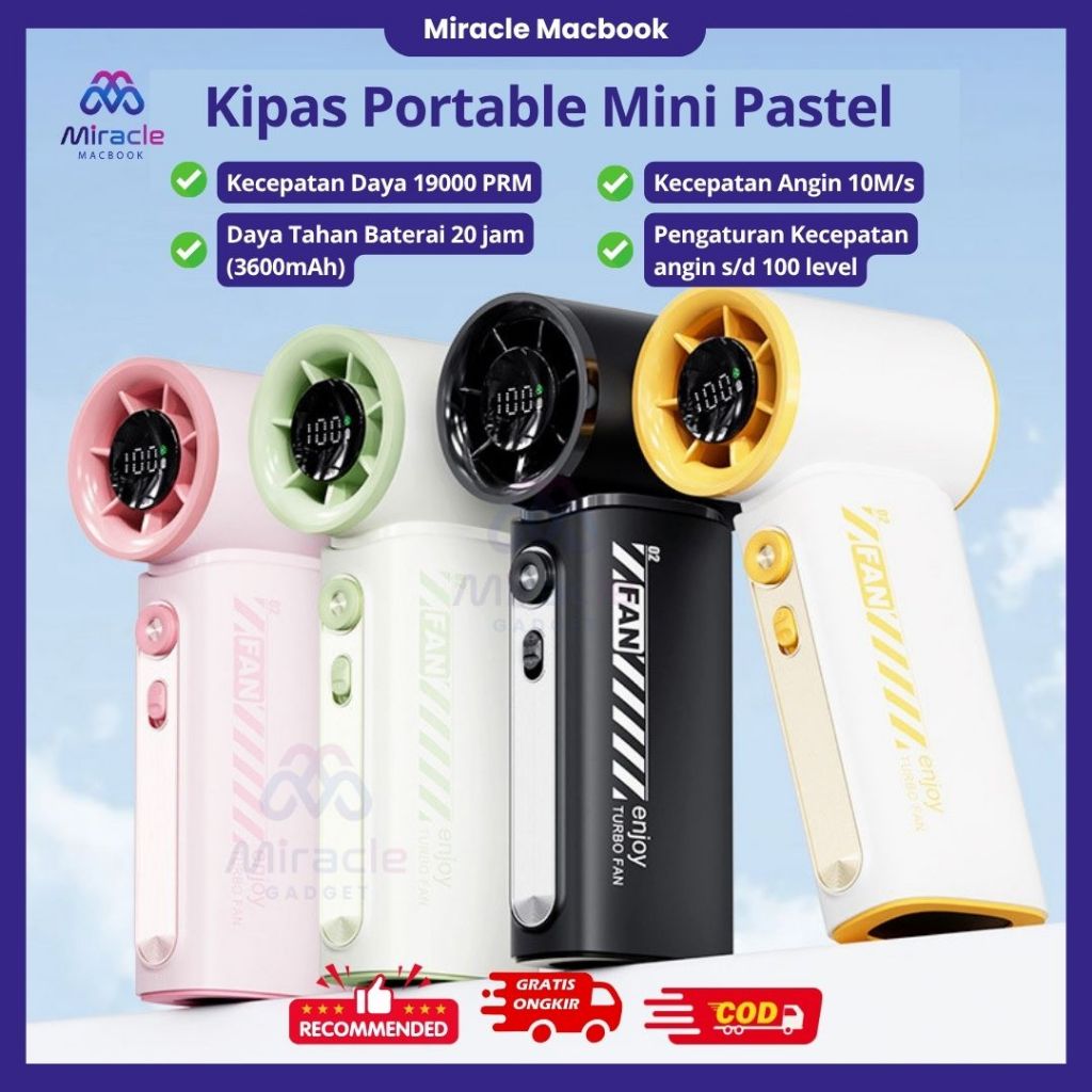Jual MIRACLE Mini Portabel High-Speed Kipas Mecha Turbo Pastel Saku ...
