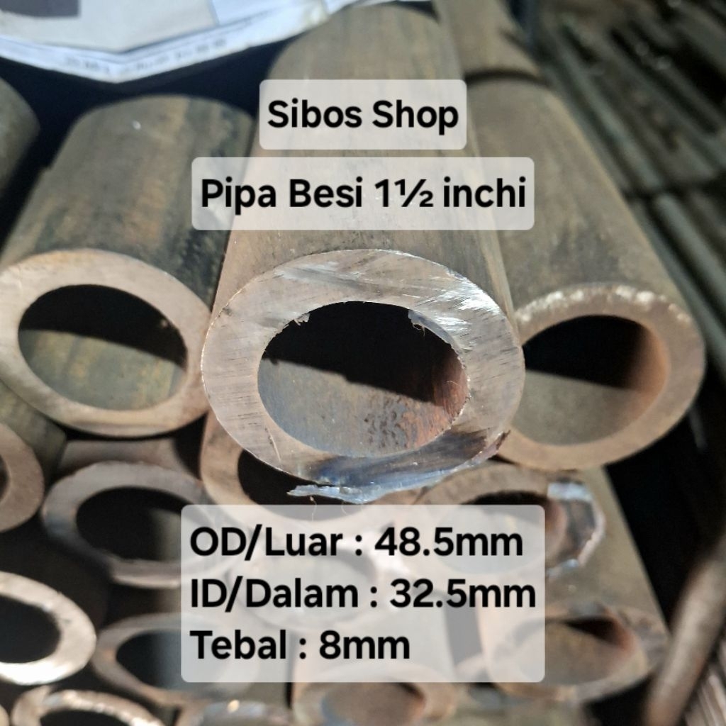 Jual Pipa Besi 1½ inchi | Od 48.5mm Id 32.5mm Tebal 8mm panjang 10cm ...