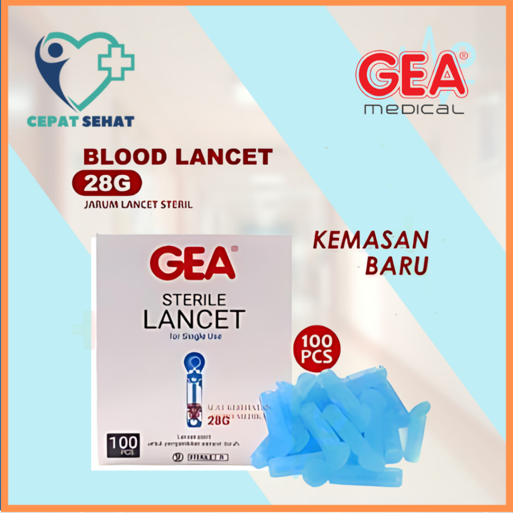 Jual GEA Sterile Lancet 28G Isi 100 Test Ambil Sample Darah | Shopee ...