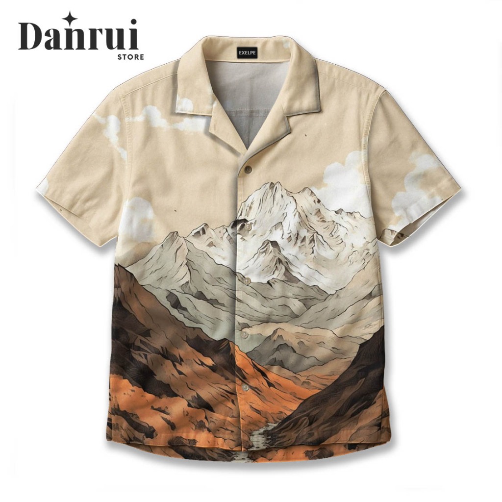 Jual DANRUI Kemeja Motif Gunung Lukisan Vintage – Kemeja Fullprint ...