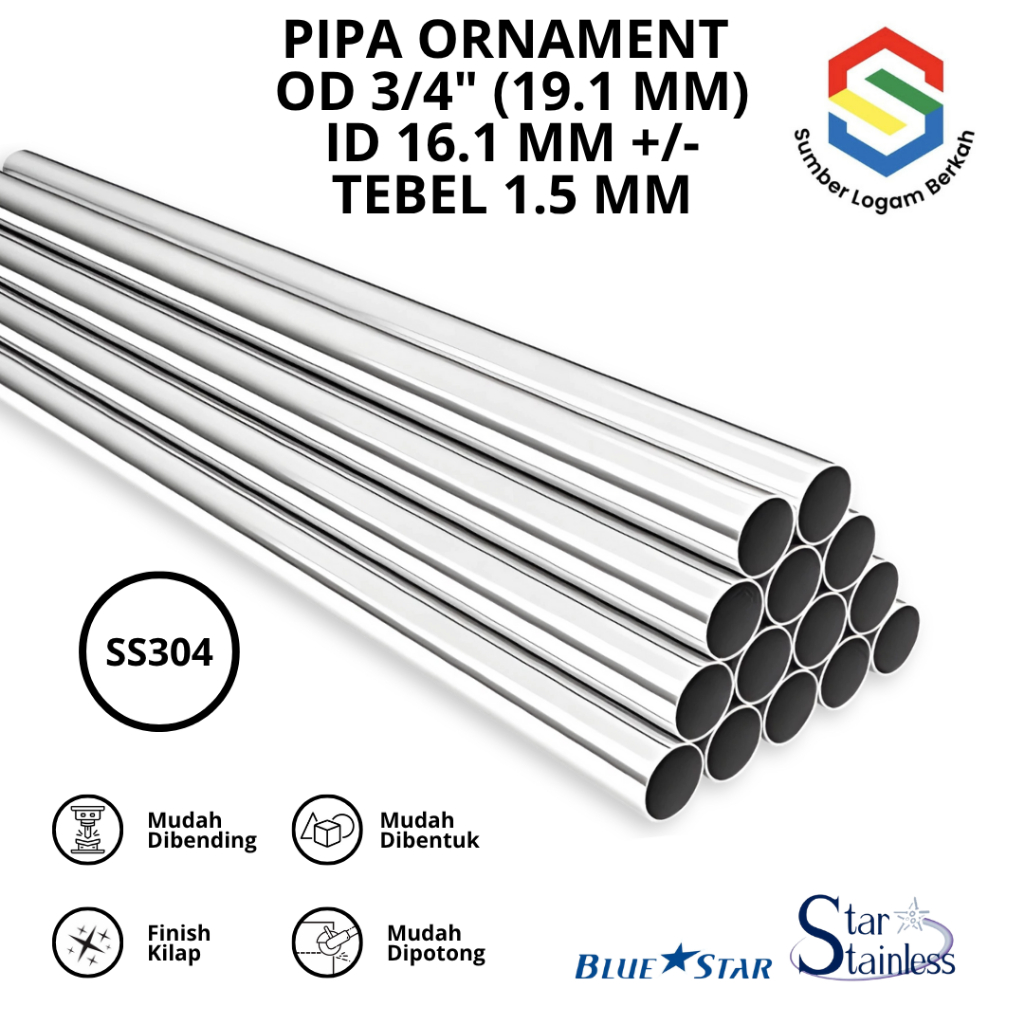 Jual Pipa 3/4 inch (19,1MM) stainless steel 304 tebel 1,5 mm | Shopee ...